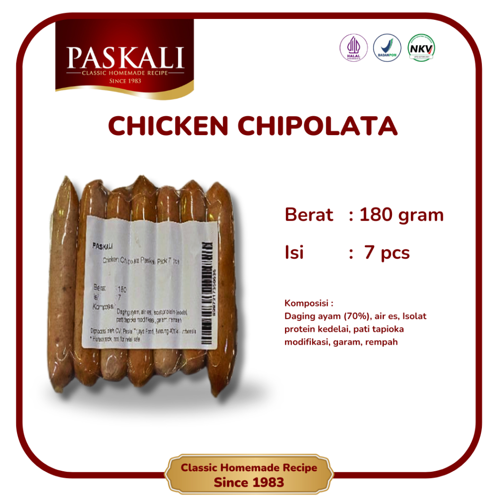 Jual Paskali Sosis Chicken Chipolata 180 gram Isi 7 pcs | Shopee Indonesia