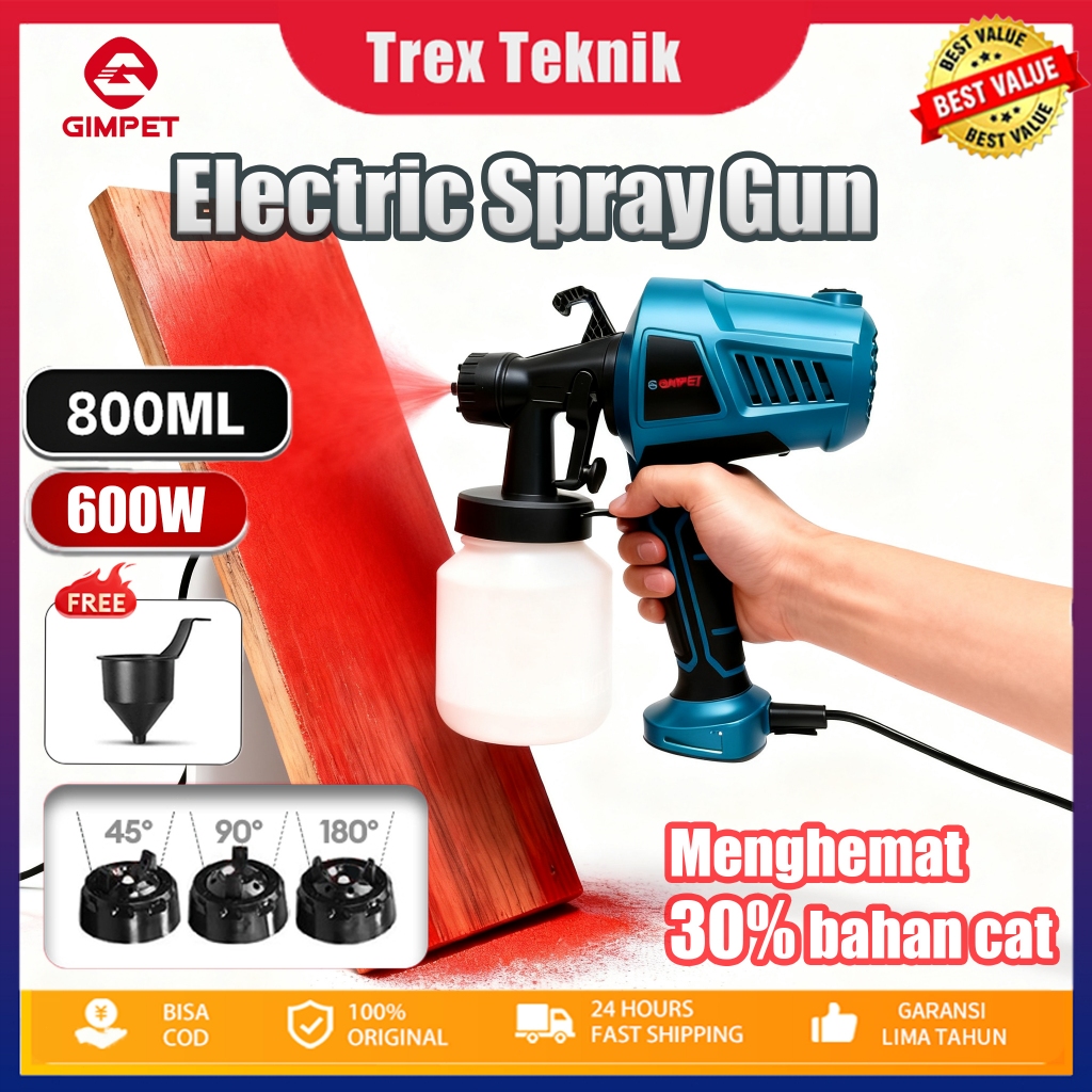 Jual GIMPET Electric Spray Gun 600W 800ML - Pistol Semprot Listrik HVLP ...