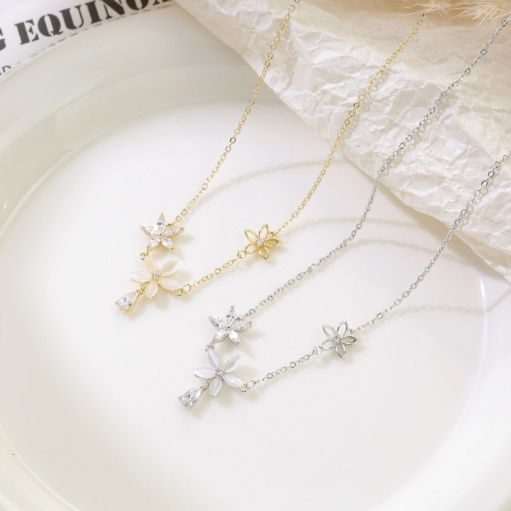Jual S925 Kalung Liontin Bunga Serbaguna Manis Temperamen Baru Musim ...