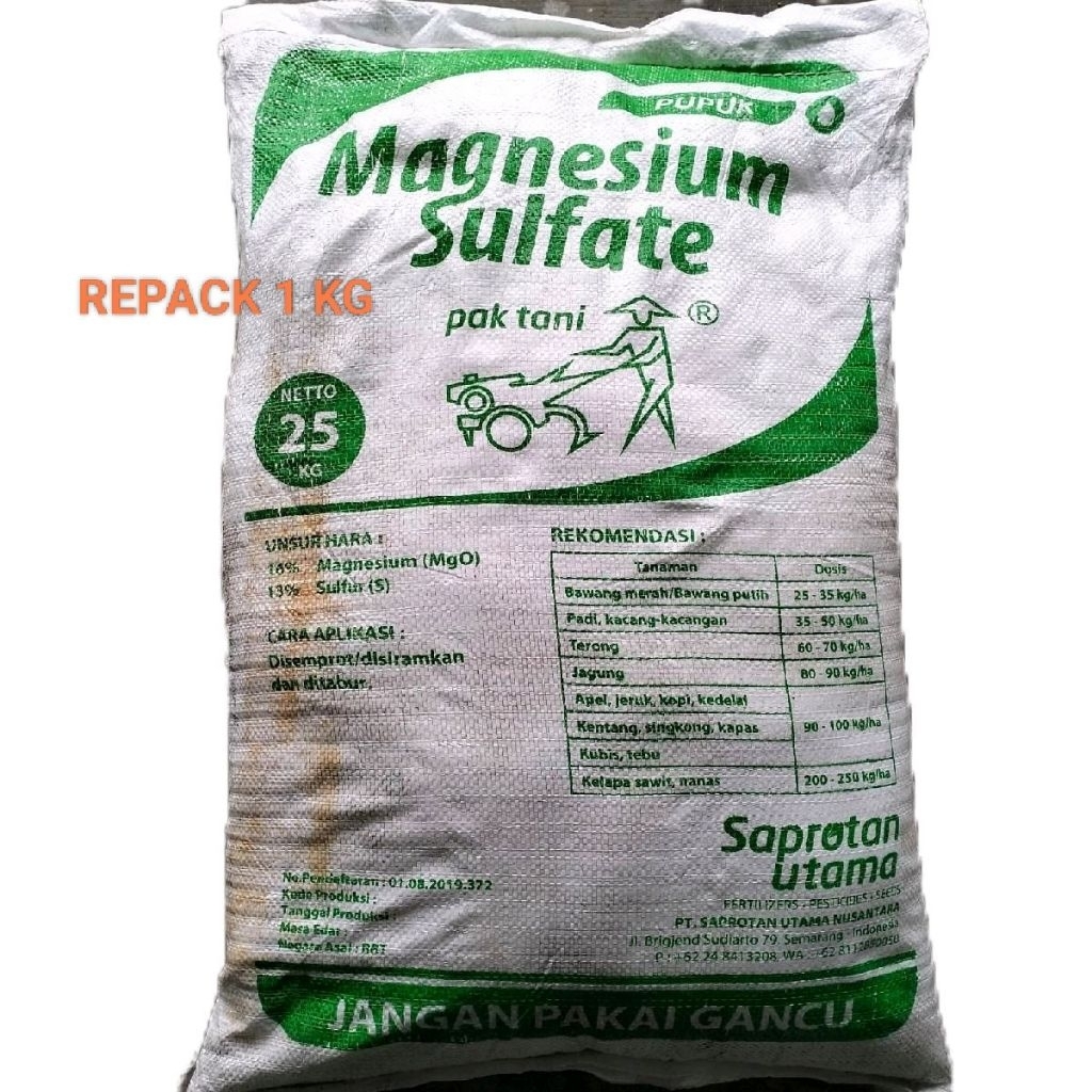 Jual Pupuk Magnesium Sulfat MgSO4 Pak Tani Kemasan REPACK @1 Kg ...