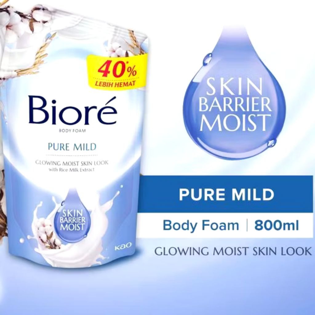 Jual Biore Sabun Mandi Cair Body Foam Pure Mild Pouch 800 ML | Shopee ...