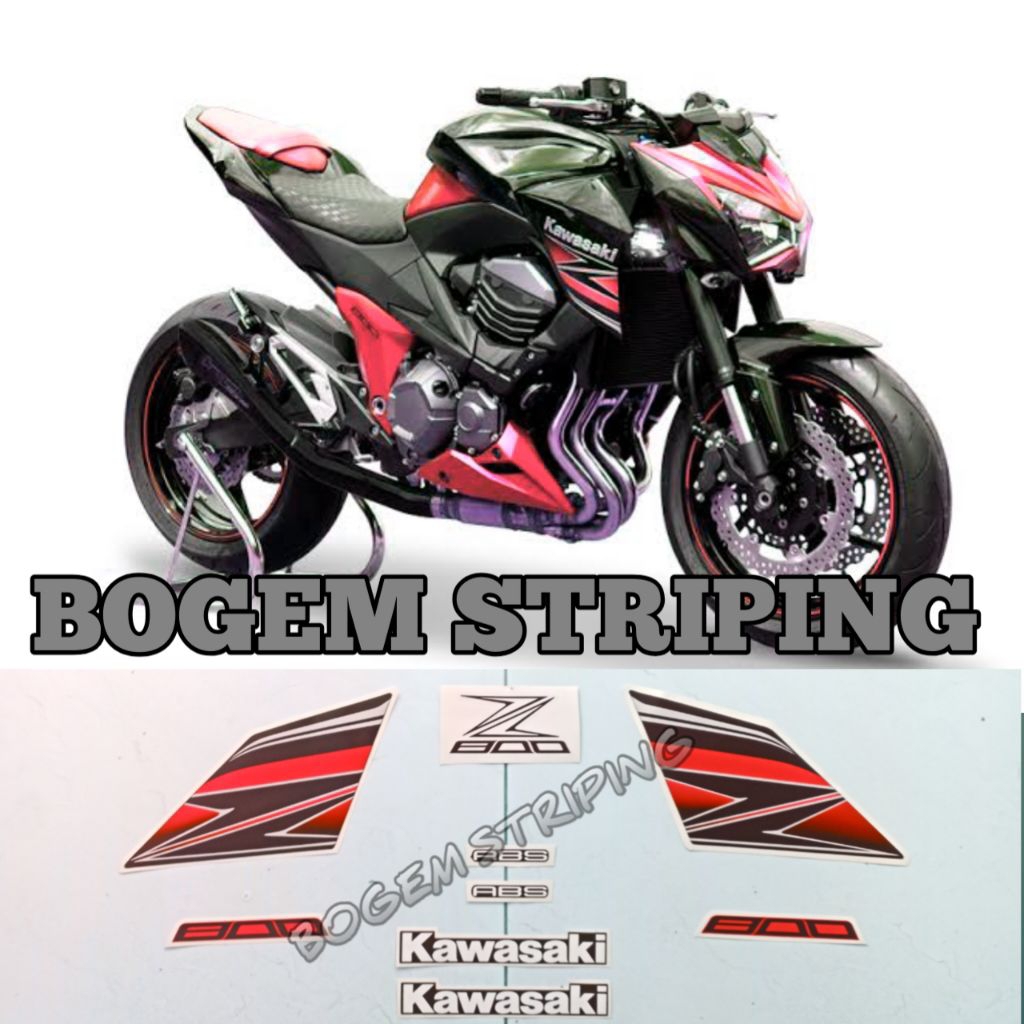 Jual Sticker striping kawasaki ninja Z800 merah hitam(high quality ...