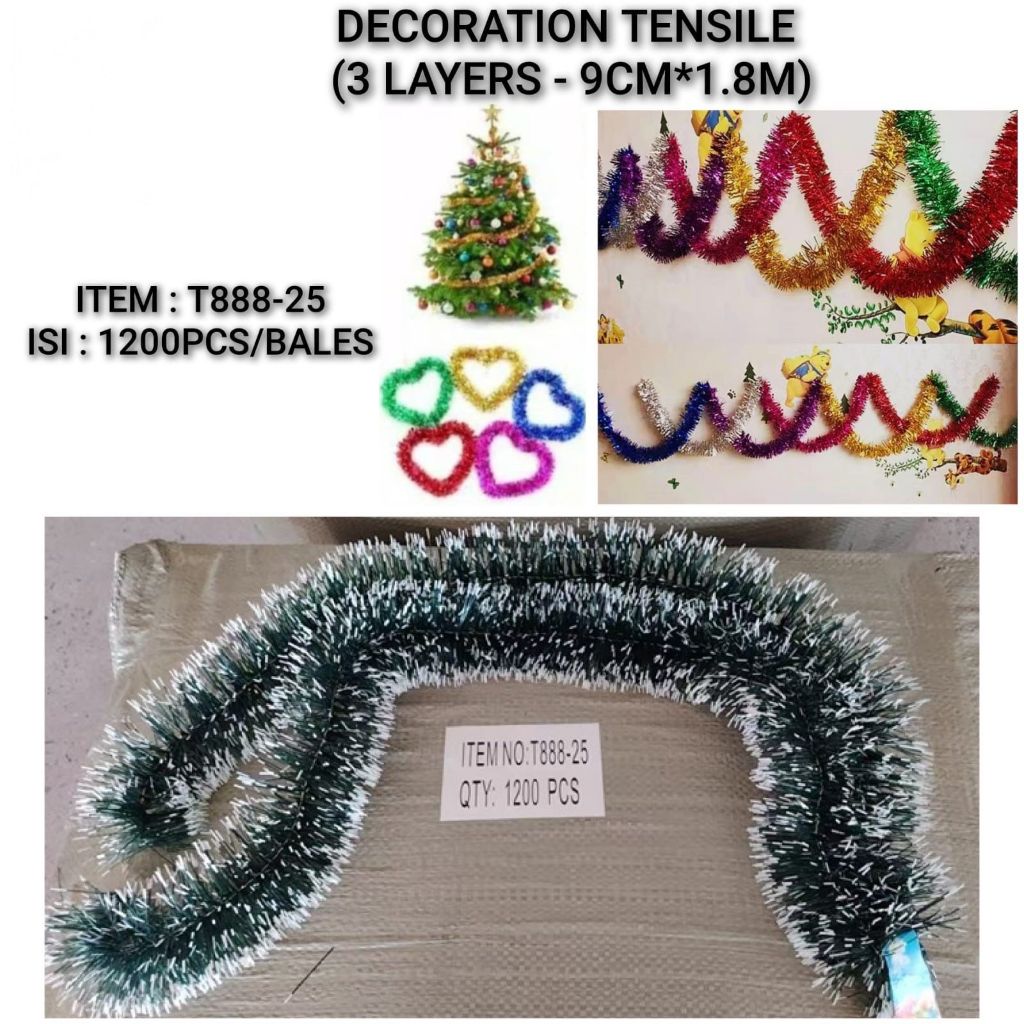 Jual 1.8M 9CM Grosir Slinger Natal Tebal Lebat Hiasan Ornamen Natal ...