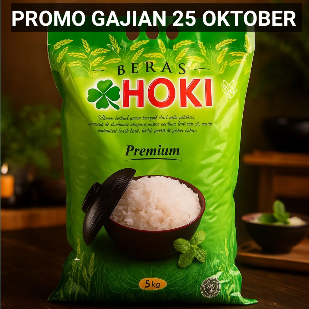 Jual BERAS PREMIUM HOKI 5KG HIJAU NASI PULEN ENAK PUTIH BERSIH WANGI ...