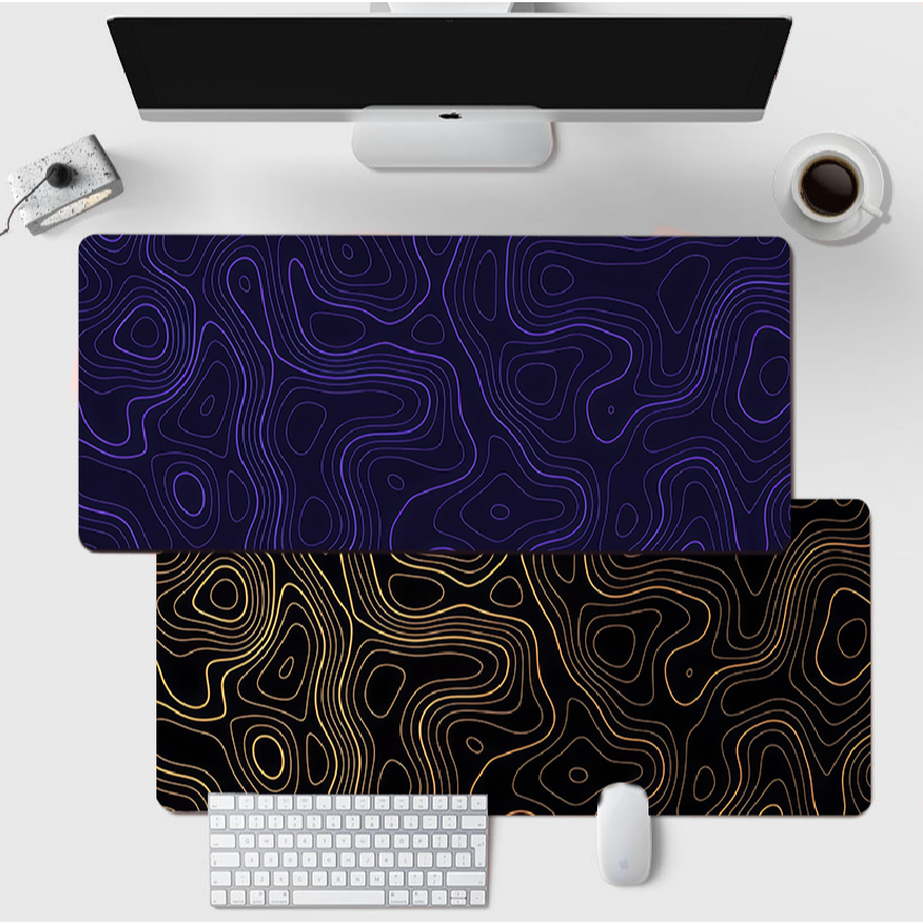 Jual Contour lines in black and white minimalist style. Mouse pad Slip ...