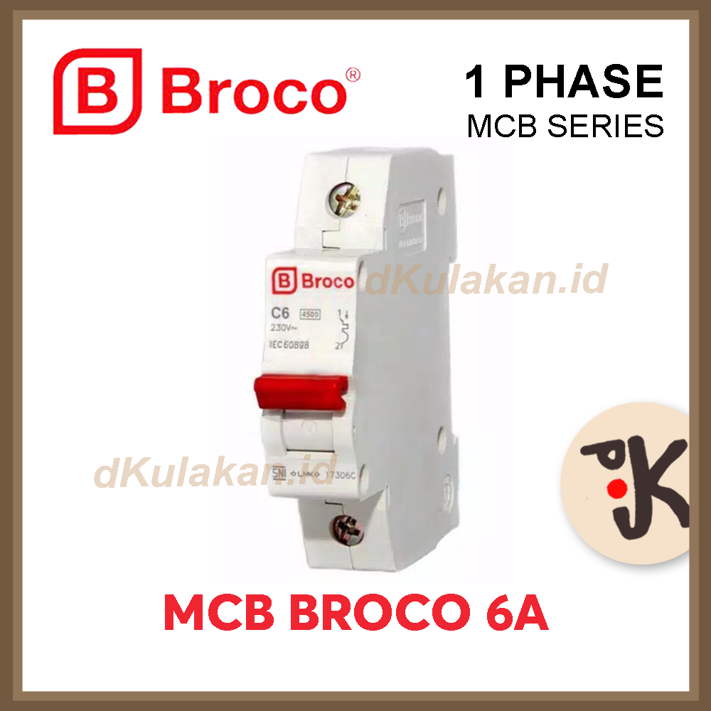 Jual BROCO MCB 1 Phase 6A 17306C Miniature Circuit Breaker 1P C6 Saklar ...