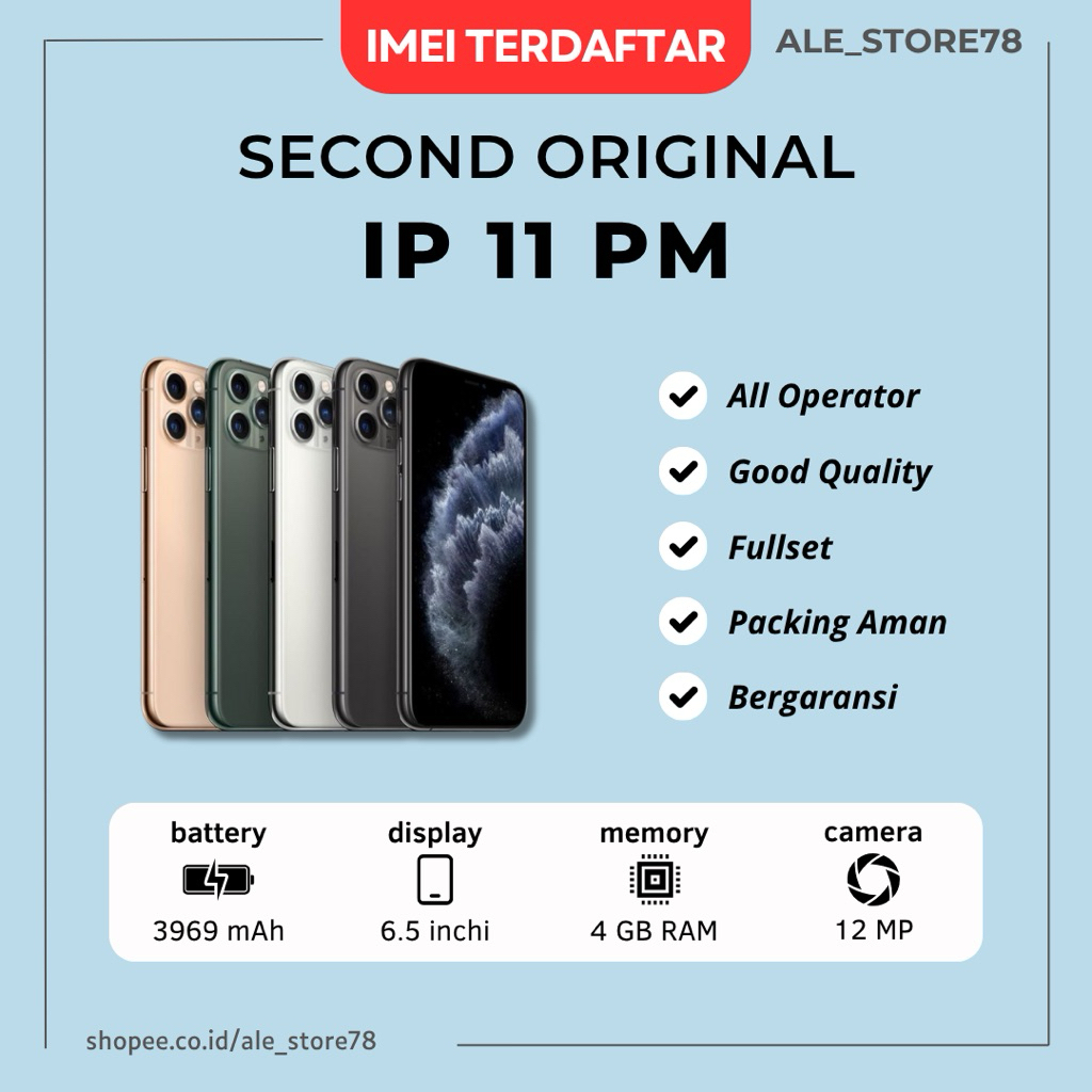 Jual IP 11 Promax 64GB 256GB 512GB Second Mulus Fullset Terdaftar ...
