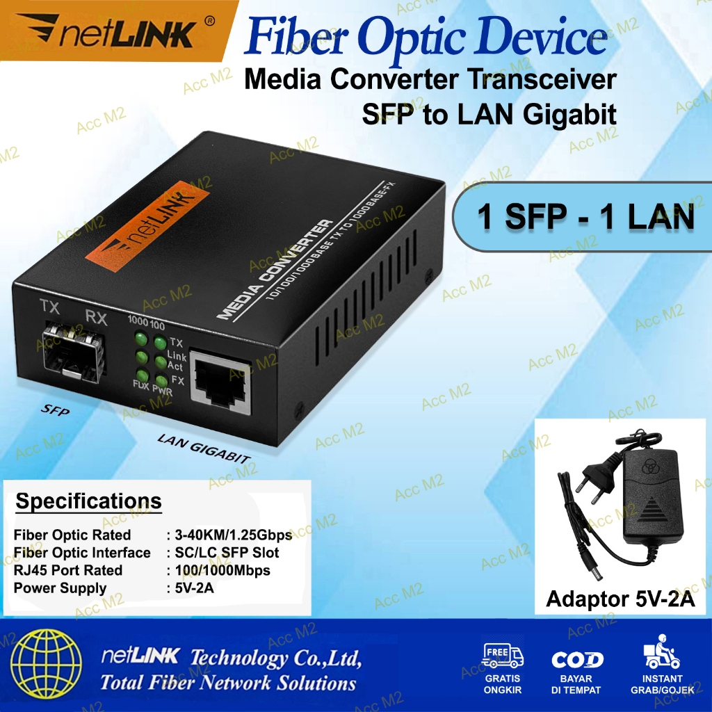 Jual Media Converter SFP Gigabit 1 SFP to 1 LAN Ethernet Gigabit Fiber ...