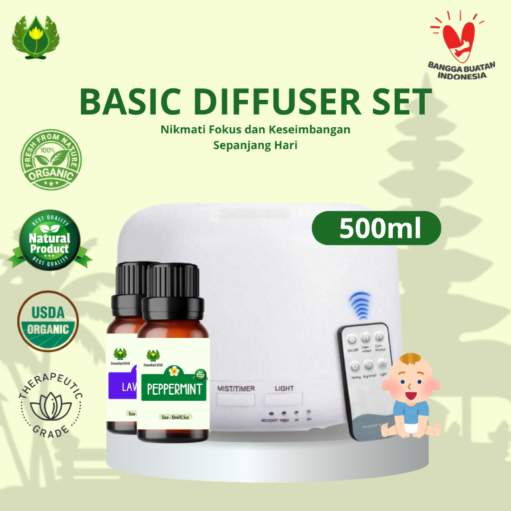 Jual Electric Diffuser Ultrasonic Essential Oil Bundle Aromatherapy Oil ...
