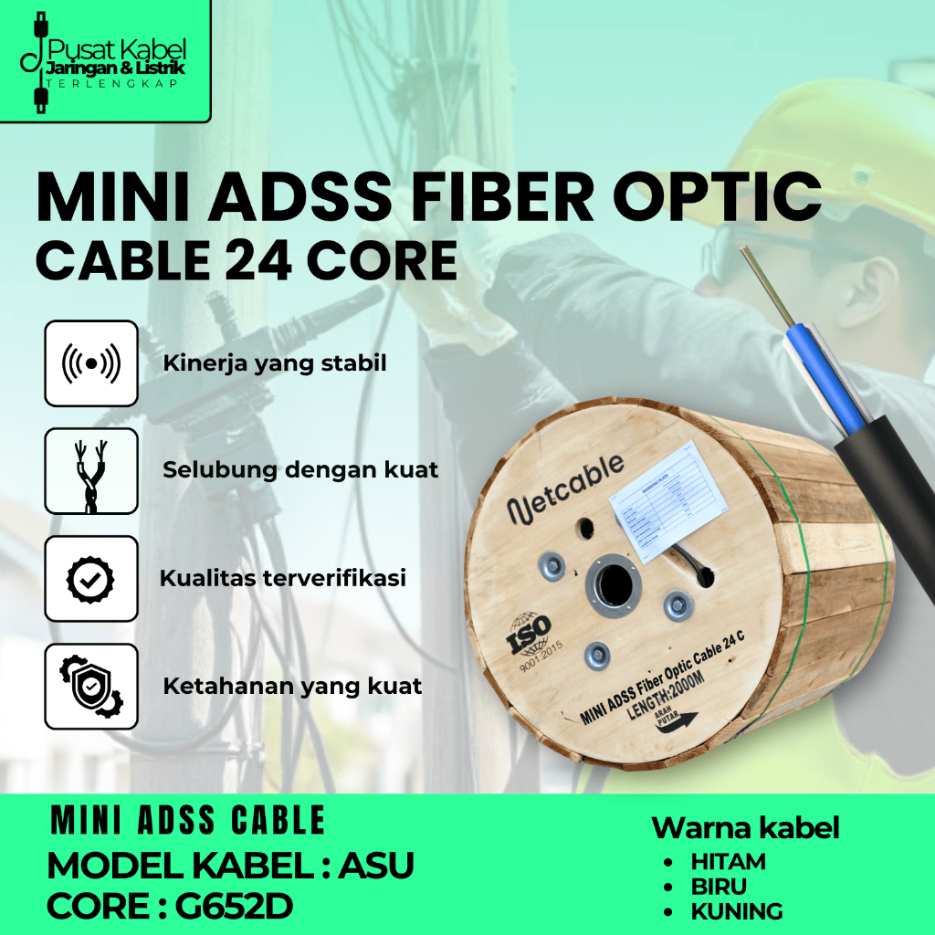 Jual Kabel Fiber Optik Mini ADSS 24 Core 12 Core 6 Core 2KM & 4KM ...