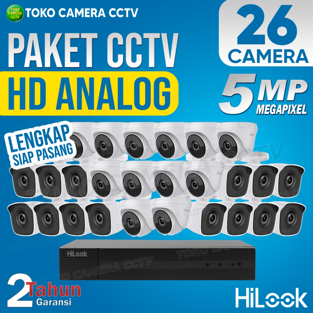 Jual PAKET CCTV ANALOG HILOOK 5MP 32 CHANNEL 26 KAMERA | Shopee Indonesia