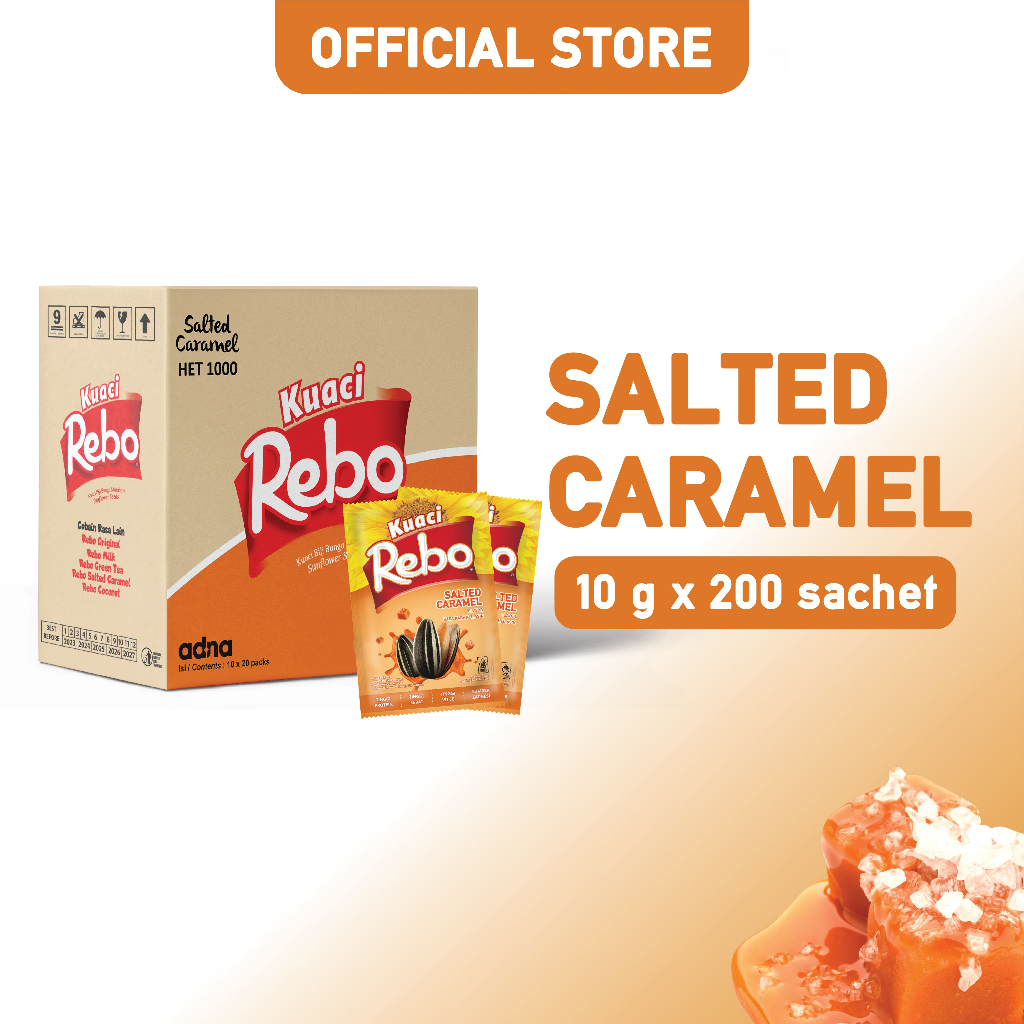 Jual Rebo Kuaci Rasa Caramel 10 Gram 1 Dus (Isi 200 Sachet) | Shopee ...