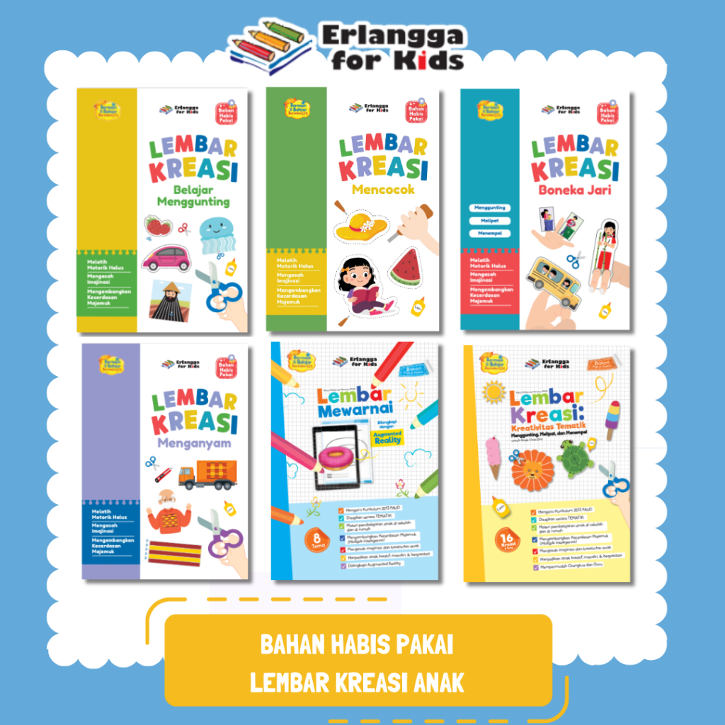 Jual [Erlangga Official] Lembar Kreasi Anak: Menggunting, Mencocok ...