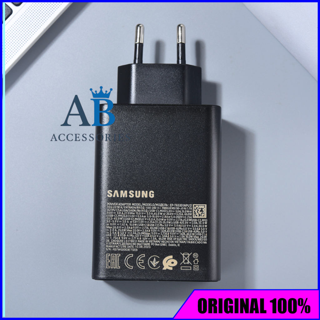 Jual CHARGER SAMSUNG S24 ULTRA 65 WATT SUPER FAST CHARGING TRIO WALL ...