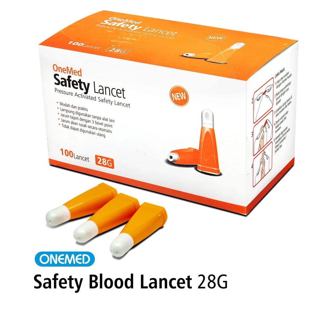 Jual OneMed Safety Lancets 28G 100pcs Steril / Lancet Steril Autoclick ...