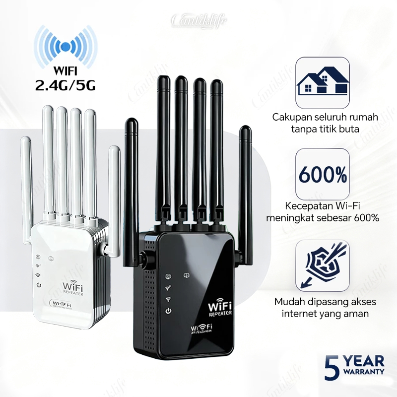 Jual Kuat WiFi Repeater Penguat Sinyal Wifi 1200Mbps Wireless WiFi ...