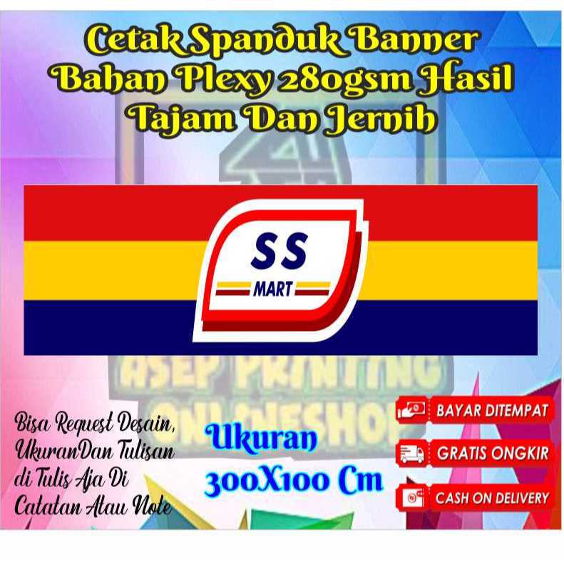 Jual CETAK SPANDUK BANNER 300X100 SS MART CUSTOM DESAIN | Shopee Indonesia