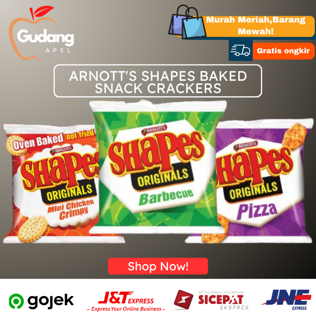 Jual ARNOTT'S SHAPES BAKED SNACK CRACKERS | BISCUITS ARNOTTS ...