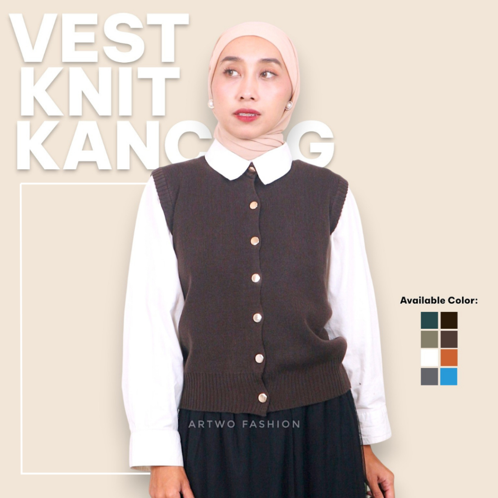 Jual ARTW Aera Vest Rajut Wanita / Rompi Rajut Kancing / Vest Knit ...