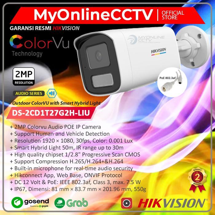 Jual DS-2CD1T27G2H-LIU Hikvision Audio IP Cam PoE CCTV 2MP ColorVu Dual ...
