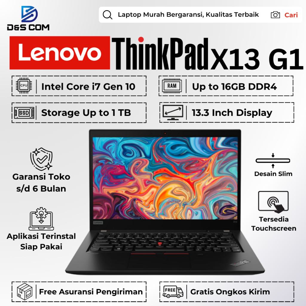 Jual Laptop 13" Lenovo Thinkpad X13 Core i7 Gen 12 Ram 16GB SSD 1TB ...
