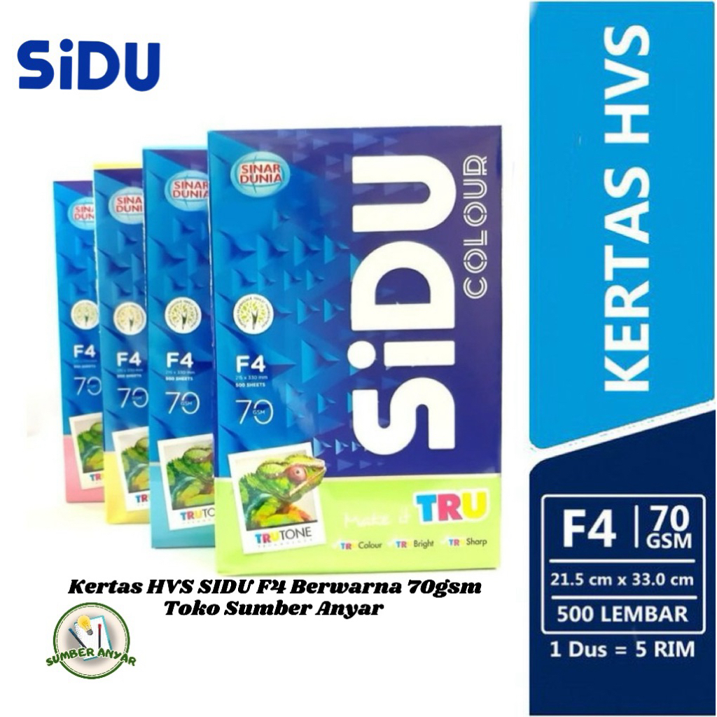 Jual Kertas HVS SIDU F4 Berwarna 70gsm Eceran per 50 lembar | Shopee ...
