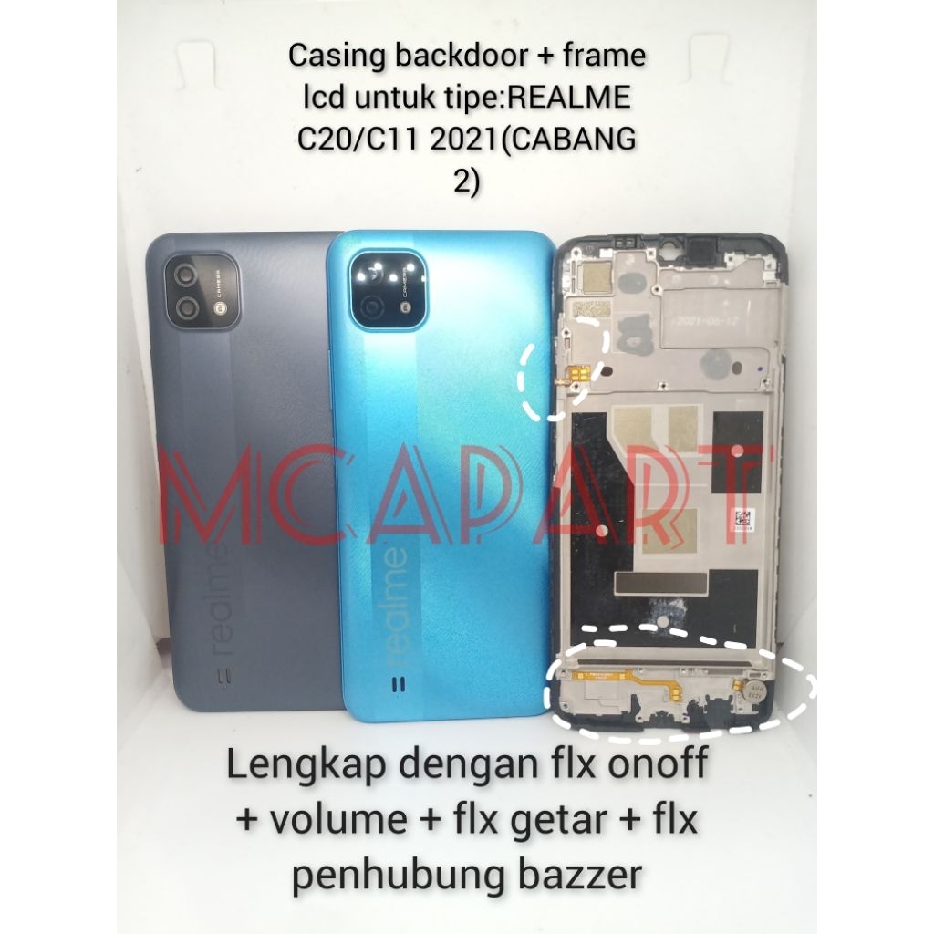 Jual HOUSING/CASING FULLSET/BACKDOOR + FRAME LCD REALME C20/C11 2021 ...