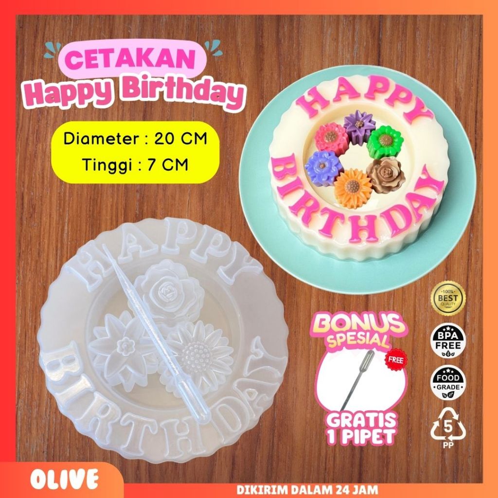 Jual PAKET HAPPY BIRTHDAY (Cetakan Bunga + 1 cetakan HAPPY BIRTHDAY + 1 ...