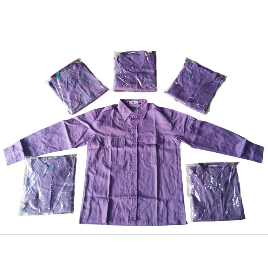 Jual kemeja pdh kemeja tactical lengan panjang ungu muda | Shopee Indonesia