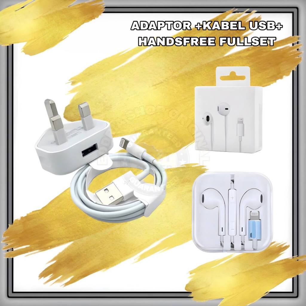 Jual 3 IN 1 ADAPTOR + CHARGER USB LIGHTNING HANDSFREE HEADSET | Shopee ...