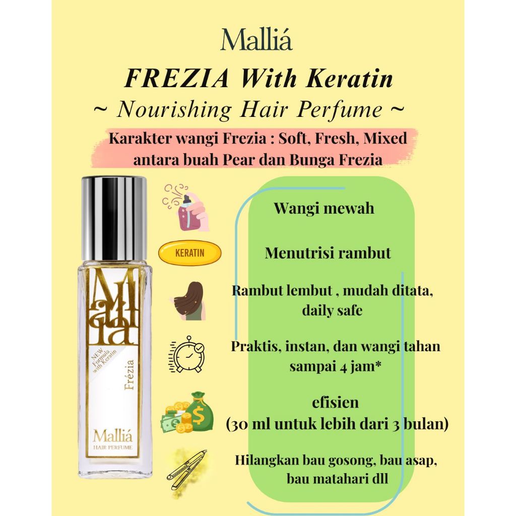 Jual NEW FORMULA Mallia Hair Perfume Frezia dengan Keratin/ Parfum ...