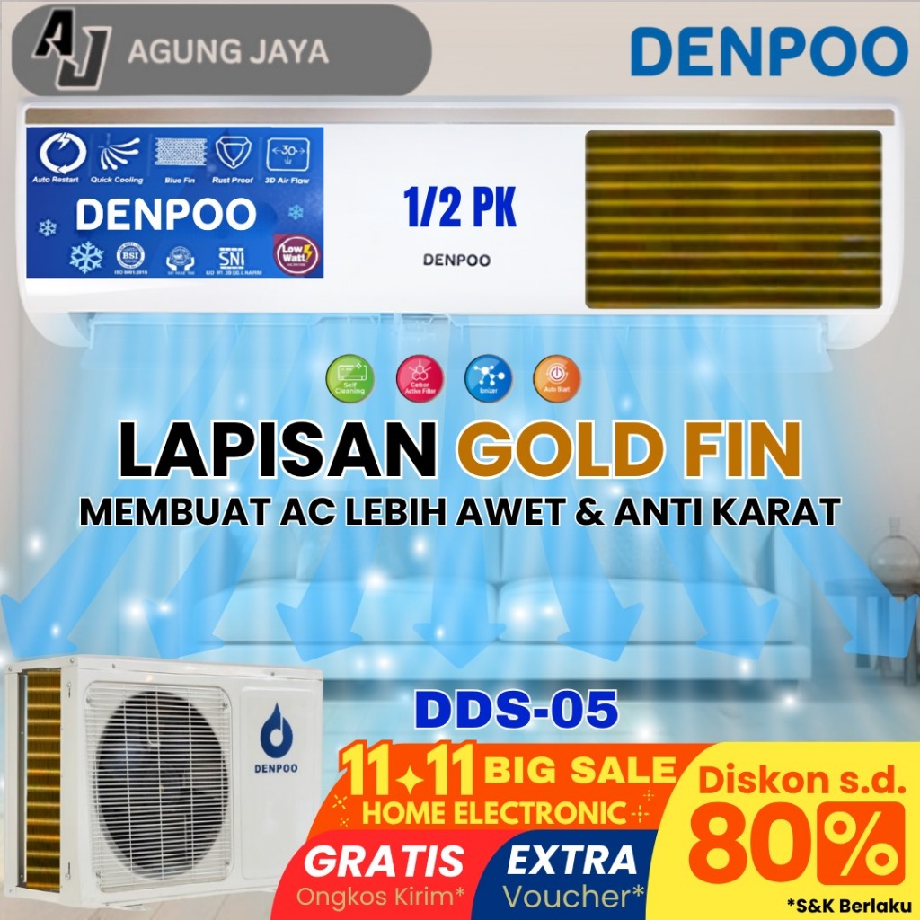 Jual AC PENDINGIN RUANGAN DENPOO 1/2 PK DDS 05 CTL - UNIT ONLY | Shopee ...