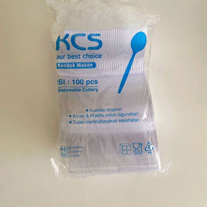 Jual sendok bahan bagus [100 PCS] Sendok Garpu Makan Merk KCS Bening ...