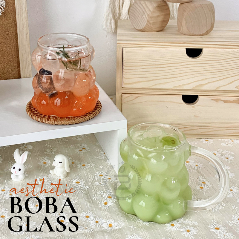 Jual BOBA GLASS CUP Aesthetic Gelas Boba 350ml – Gelas Unik Aesthetic ...