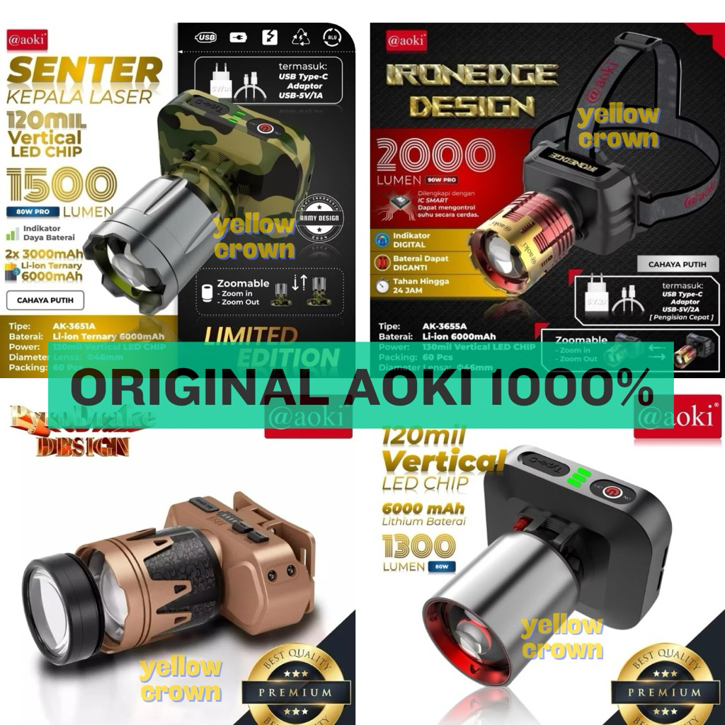 Jual Cod AOKI Senter Kepala Cahaya Maksimal Plus RechargePro USB-C, 80W ...