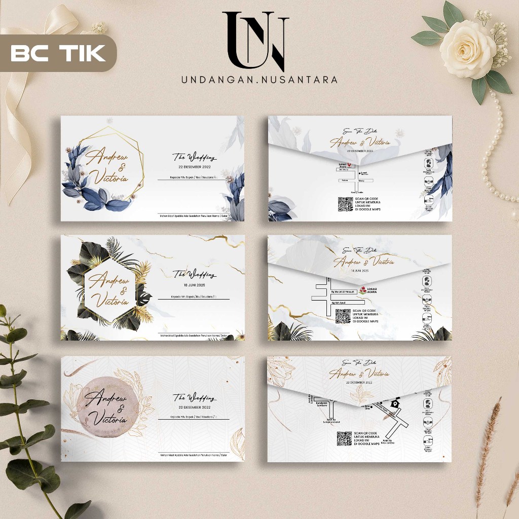 Jual Undangan Nusantara Undangan Pernikahan Brief Card Bentuk Semi ...