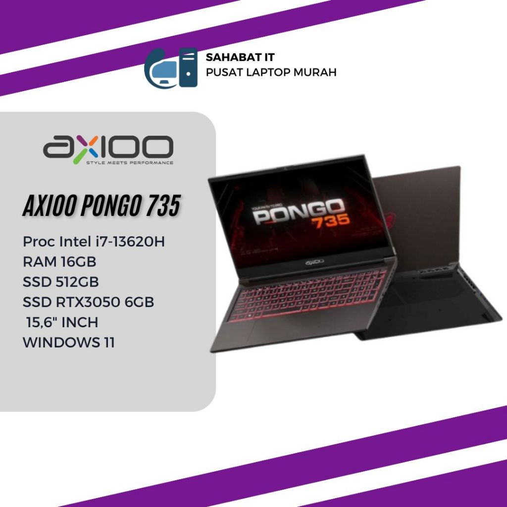 Jual Laptop Axioo Pongo 735 Intel i7-13620H 16GB RAM 512GB SSD RTX3050 ...