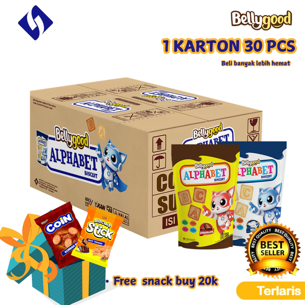 Jual Bellygood Biskuit Alphabet Pouch Rasa Susu & Cokelat Kemasan ...
