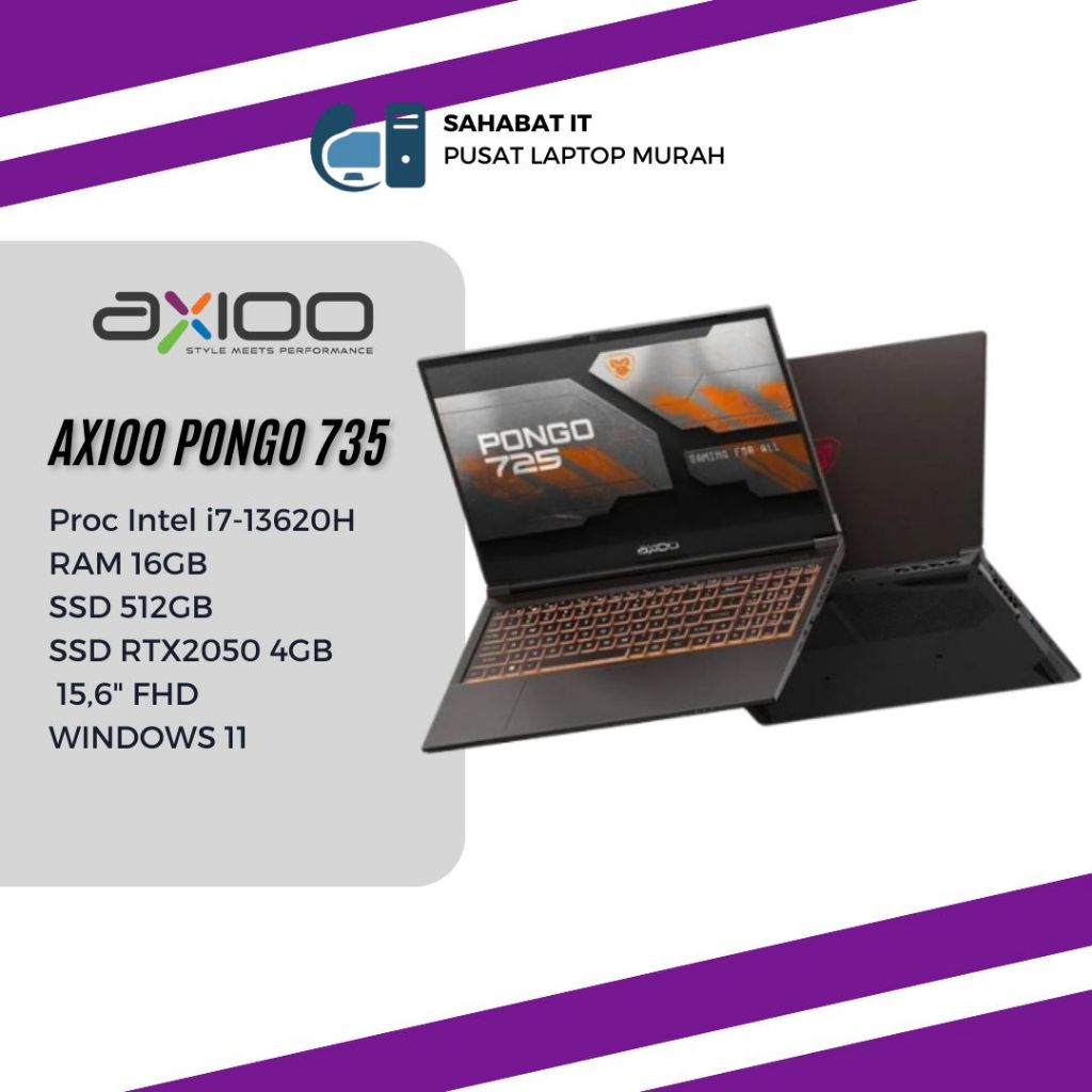 Jual Laptop Axioo Pongo 725 Intel i7-13620H 16GB RAM 512GB SSD RTX2050 ...