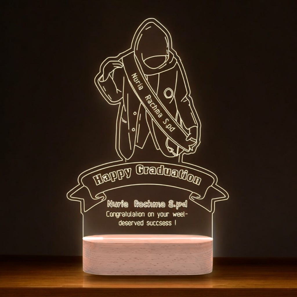 Jual CUSTOM Gift Akrilik LED Lampu Sketsa Hadiah Wisuda Kado Wisuda ...