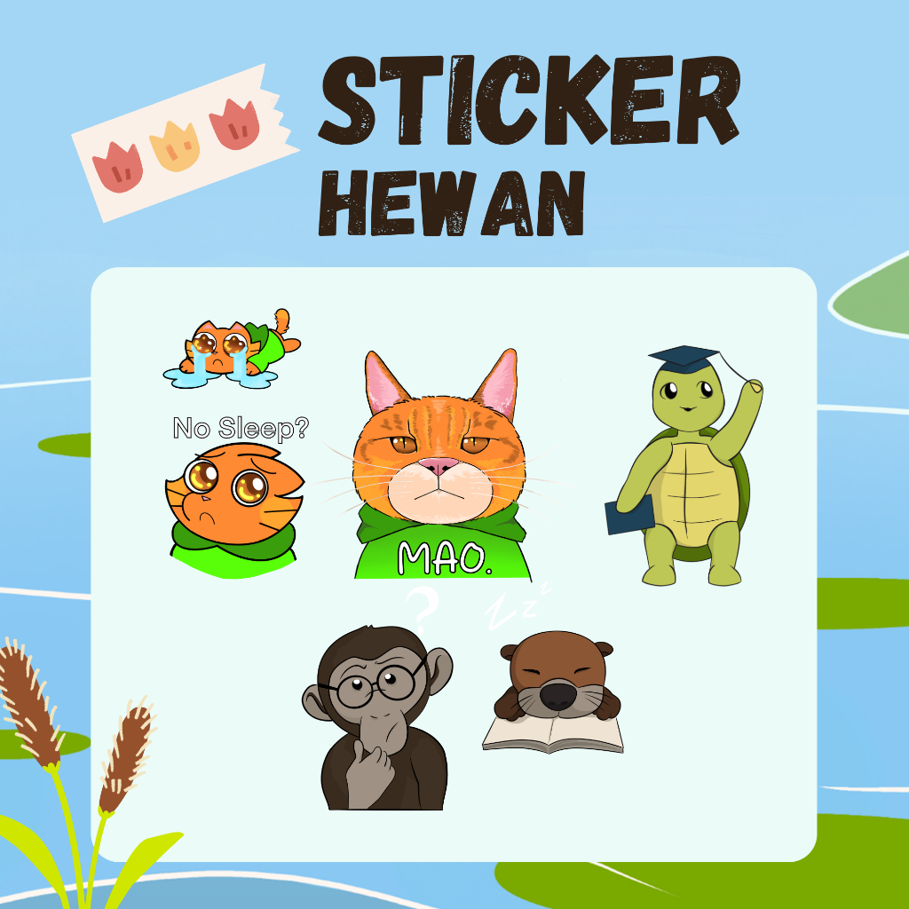 Jual Sticker hewan lucu | Kucing, kura-kura, monyet, beaver | Shopee ...