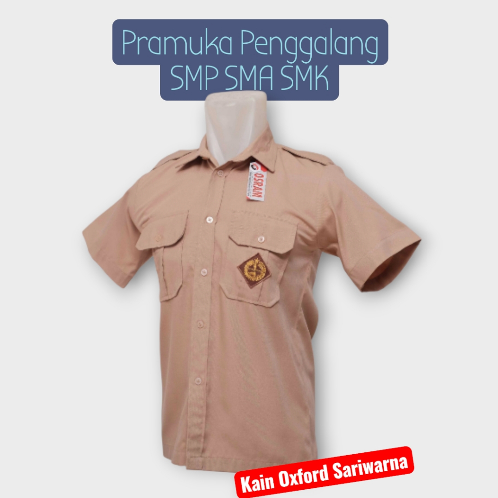 Jual Seragam Pramuka Penggalang SMP SMA SMK | OSRAM | Coklat Susu | Lengan Pendek Logo Bordir ...