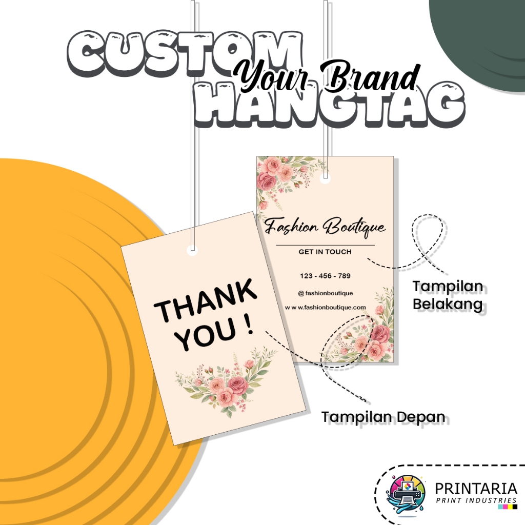 Jual (Per Pcs) Cetak Hangtag Custom Nama Usaha | Desain Sendiri | Label ...