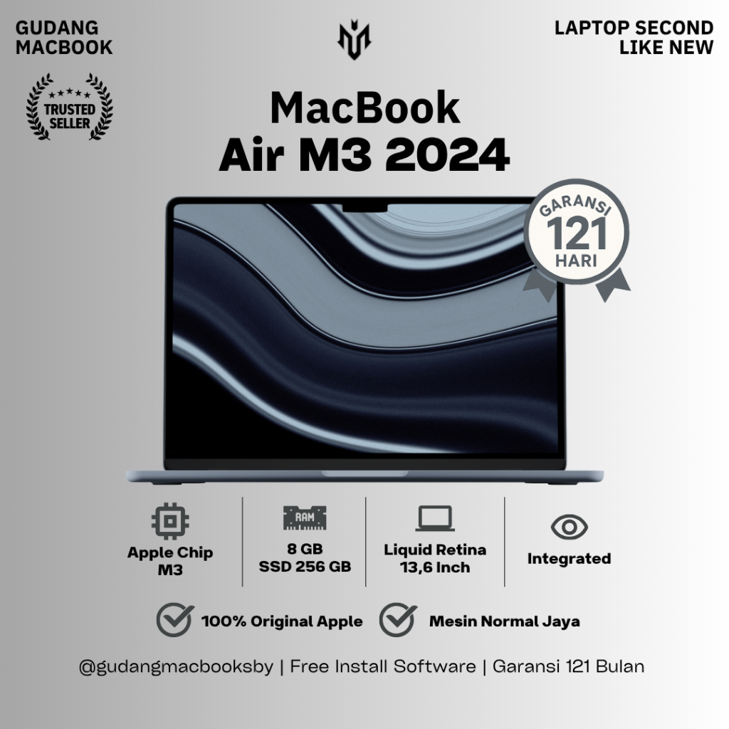 Jual Macbook Air M3 13inch 2024 Ram 8GB SSD 256GB Original Bergaransi ...