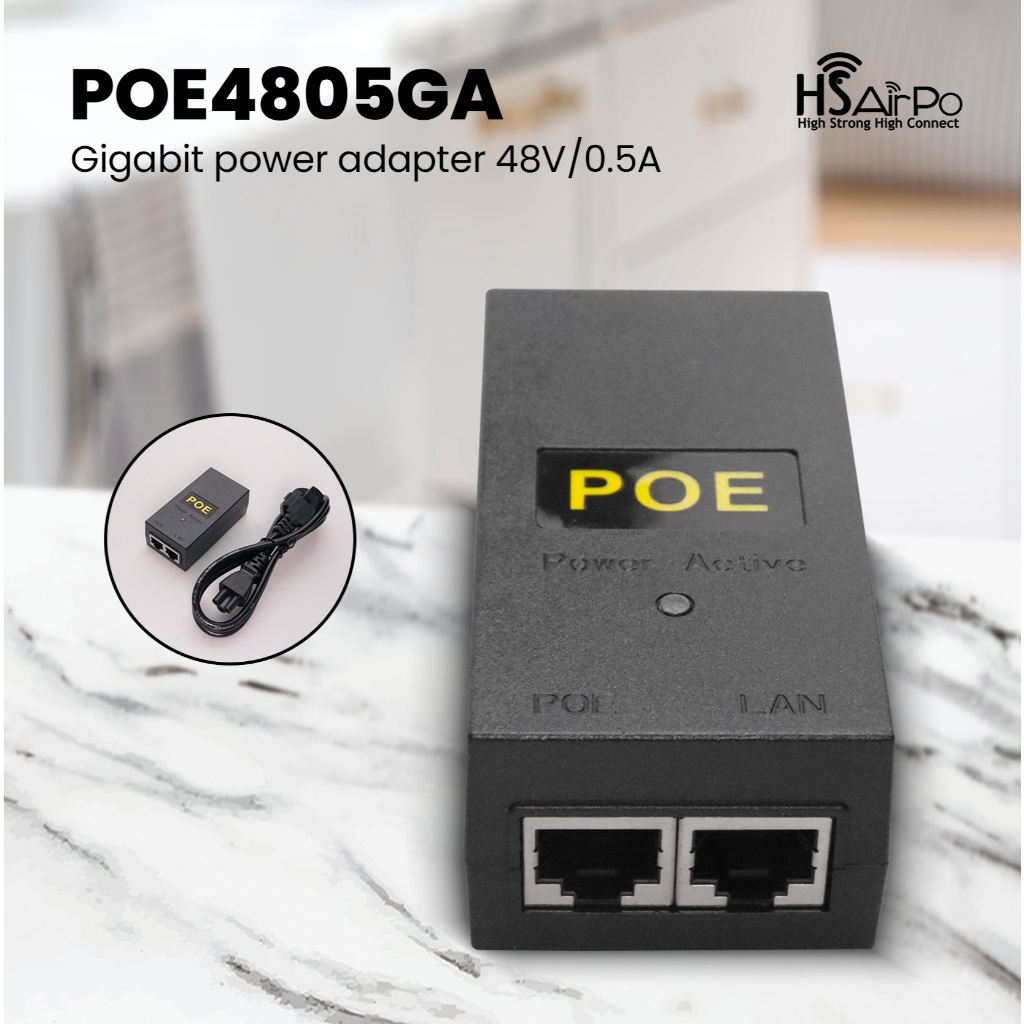 Jual HSAirPo Adaptor POE Gigabit 48V/0.5A 100–240V POE Injector untuk ...