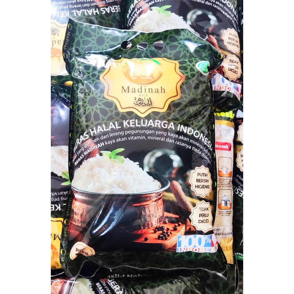 Jual Beras Putih Premium Cap Madinah Hijau 5 kg | Shopee Indonesia