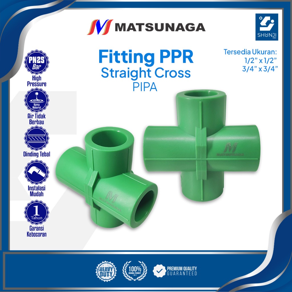 Jual Sambungan Cross Tee 4 Equal ways PPR PN25 Matsunaga - Pipa x Pipa ...