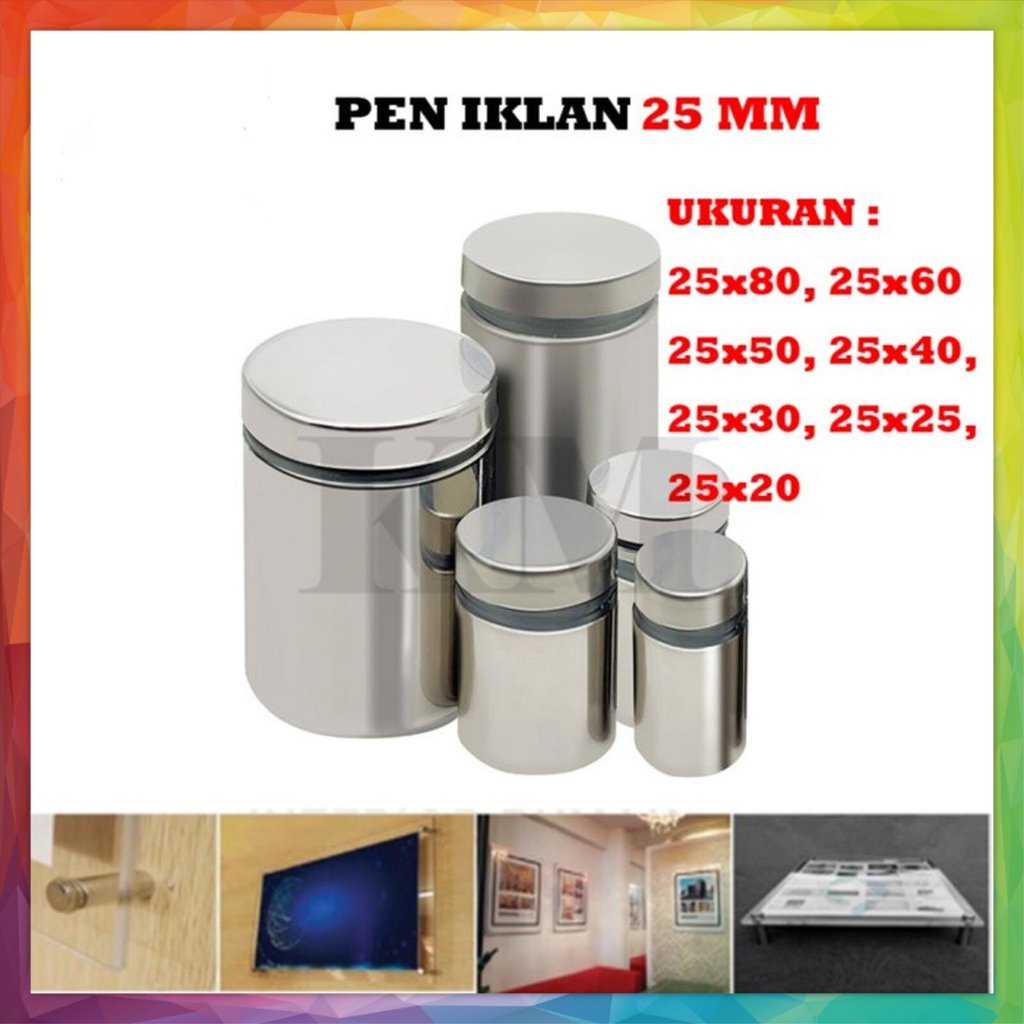 Jual Pen Baut Iklan Diameter 25mm Kaca Akrilik Sign Board Poster ...