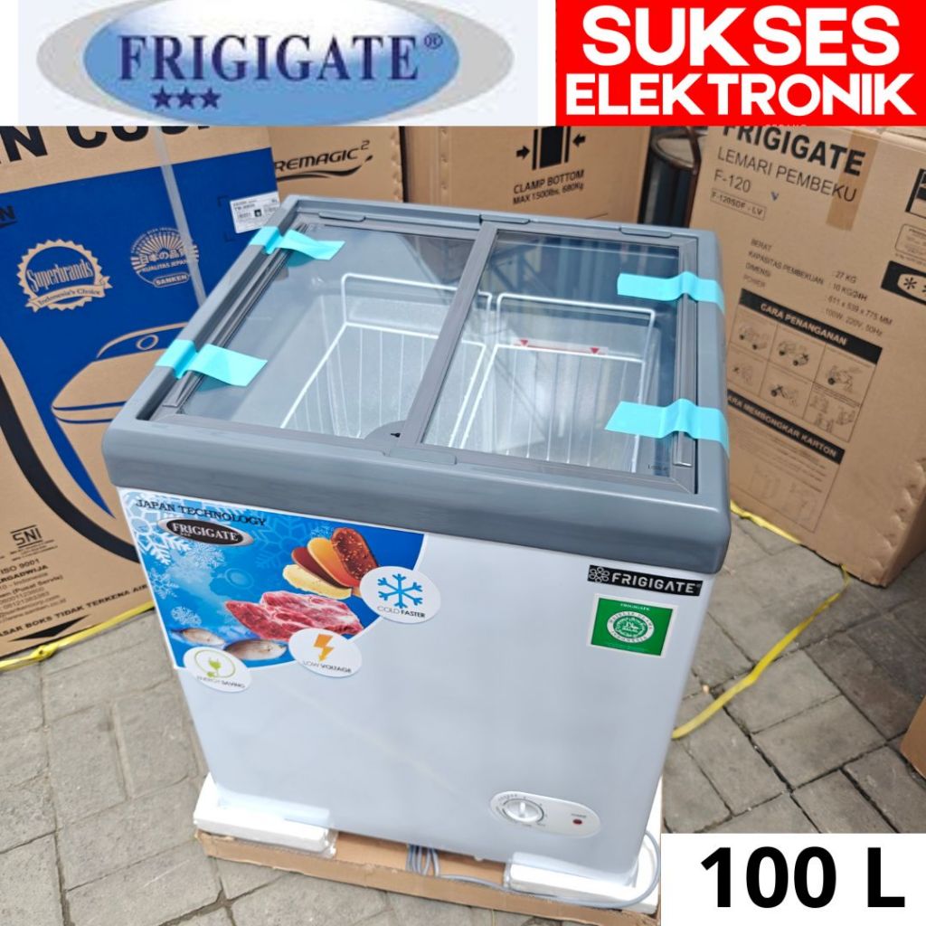 Jual CHEST FREEZER SLIDING FRIGIGATE 100L F-120SDF / FREEZER BOX KACA ...