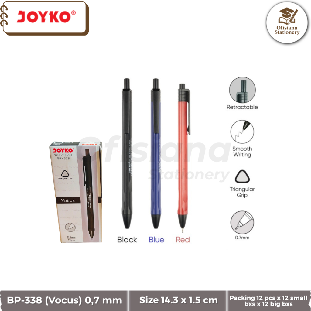 Jual Ballpoint Joyko BP-338 (Vocus) 0.7mm | Pulpen Halus Nyaman untuk ...